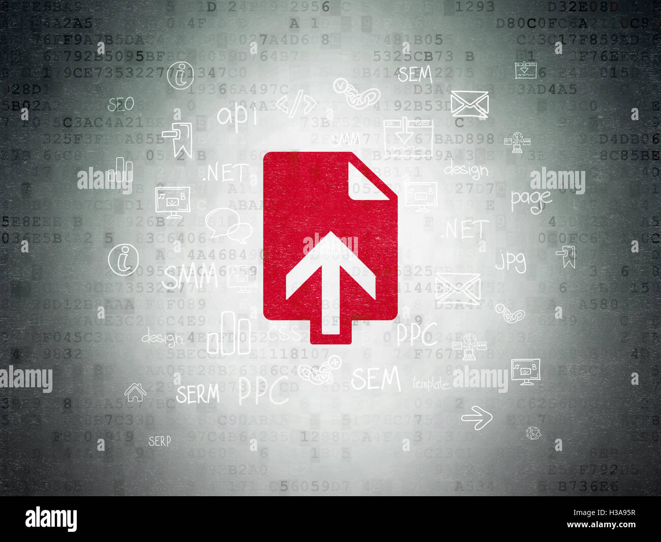 Web development concept: Upload on Digital Data Paper background Stock ...