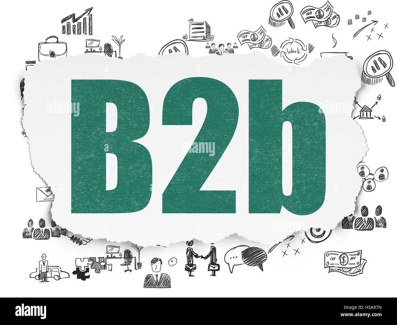 Finance concept: B2b on Torn Paper background Stock Photo - Alamy