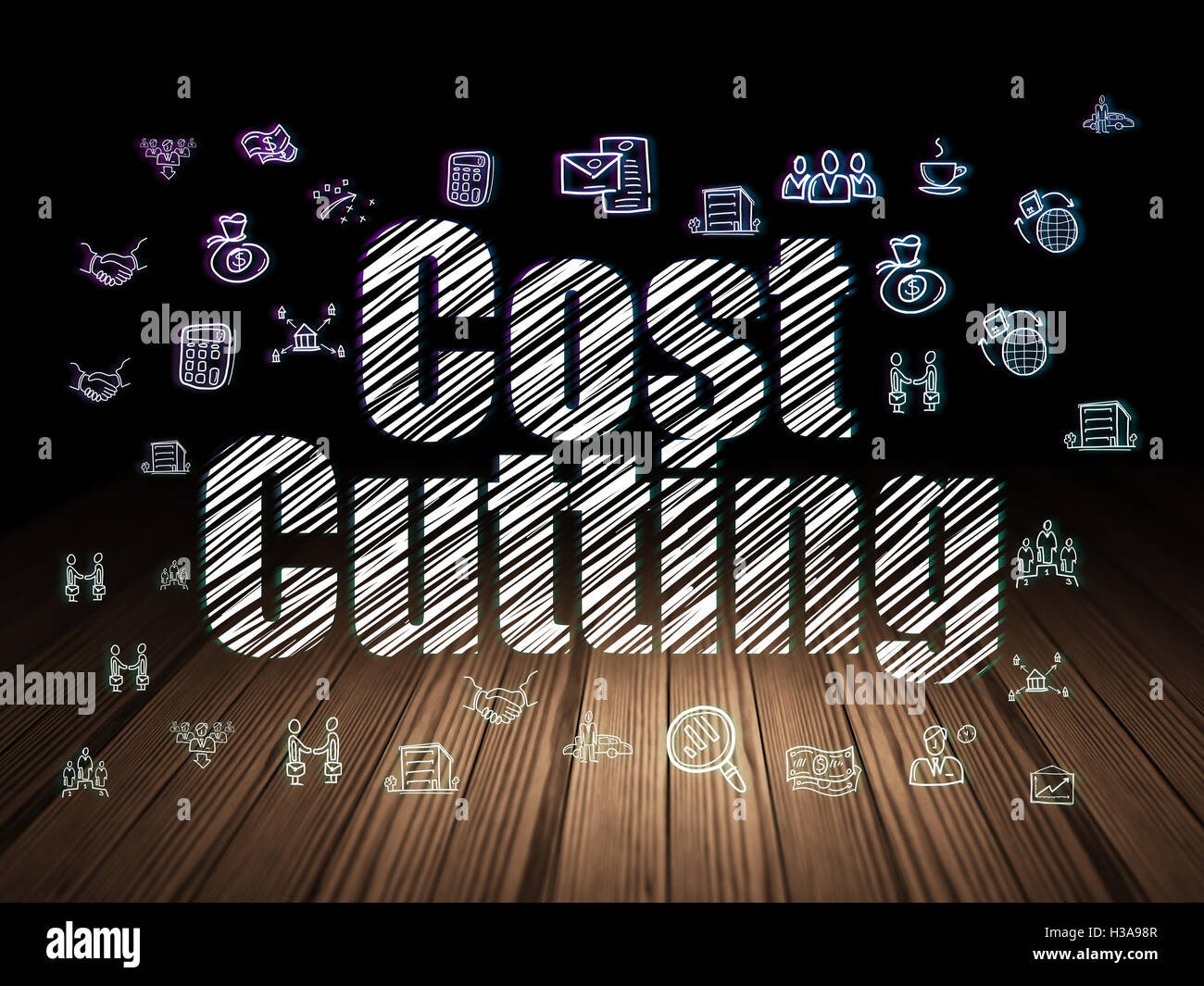 Finance concept: Cost Cutting in grunge dark room Stock Photo - Alamy