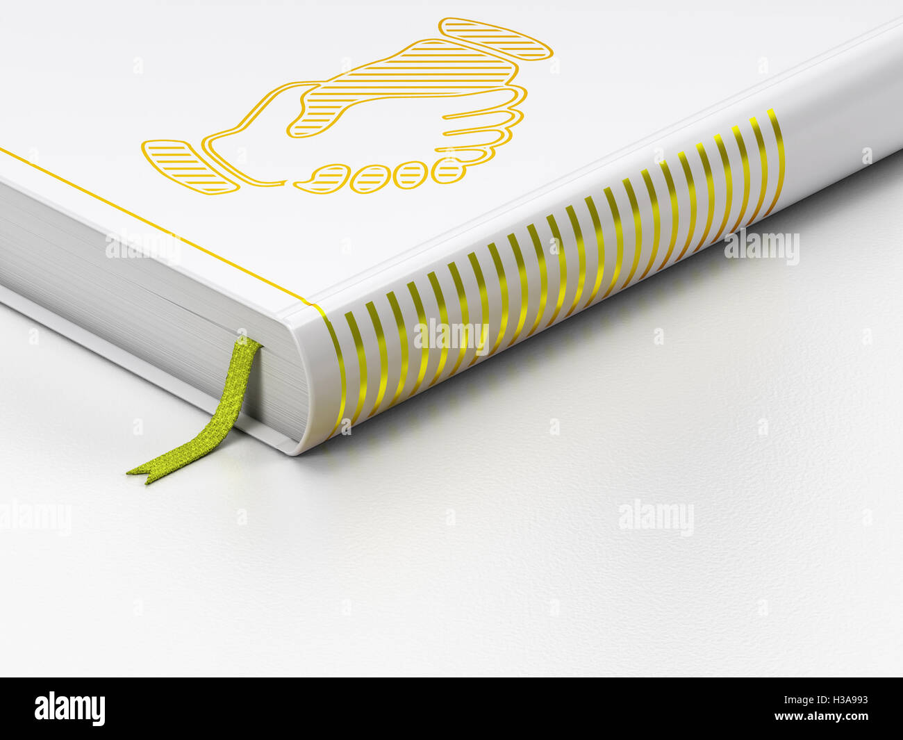 Business concept: closed book, Handshake on white background Stock ...