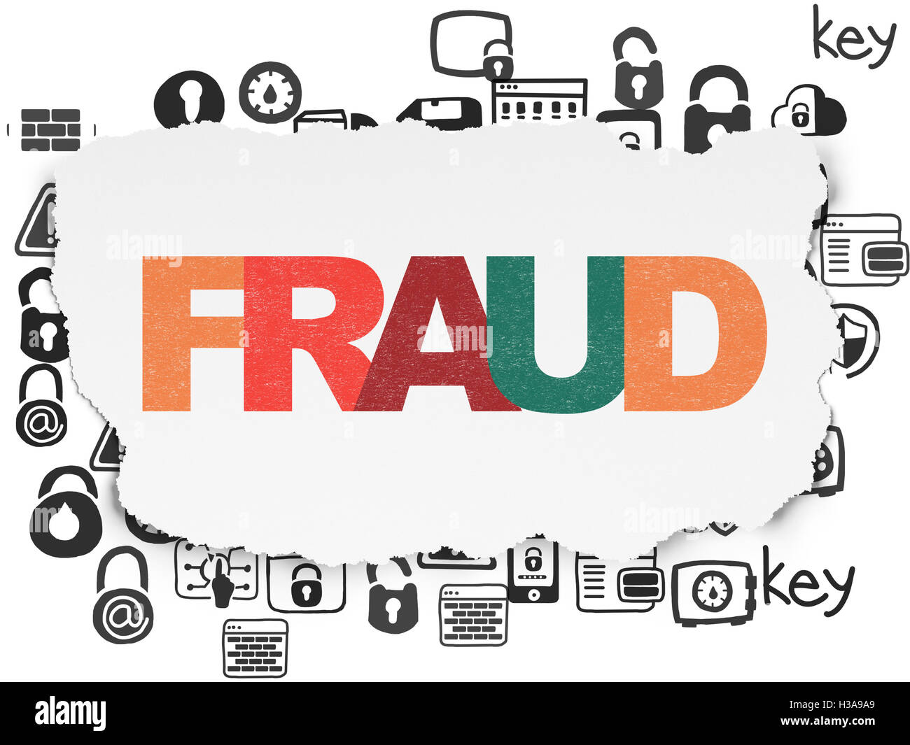 Safety concept: Fraud on Torn Paper background Stock Photo - Alamy