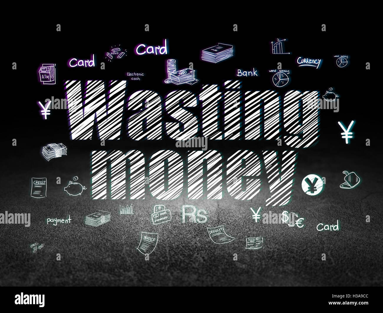 Currency concept: Wasting Money in grunge dark room Stock Photo - Alamy