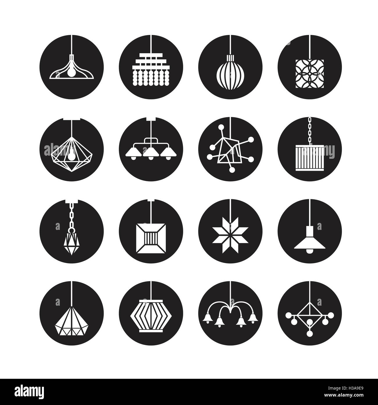 hanging lamp vector, chandelier vector, decorate icon set Stock Vector ...