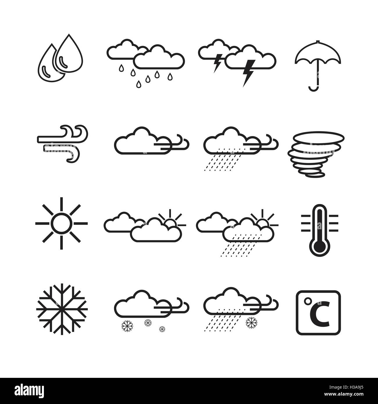 Weather icon cloud sun Black and White Stock Photos & Images - Alamy
