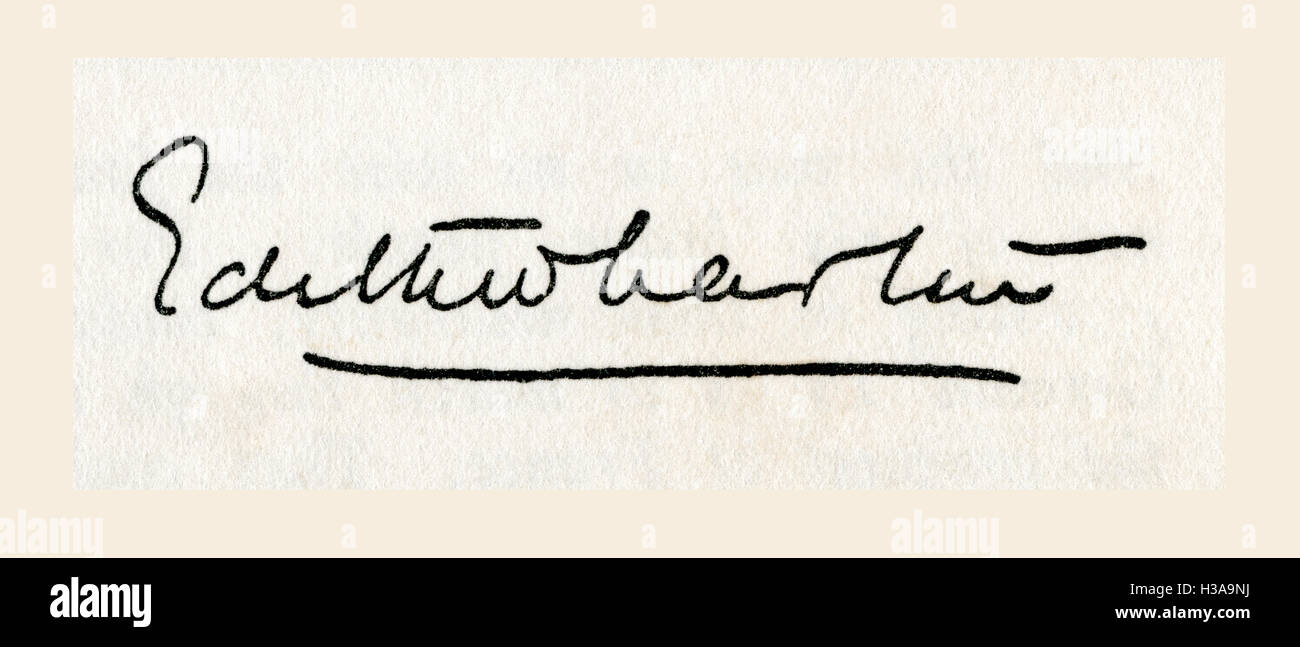 Signature of Edith Wharton, born Edith Newbold Jones, 1862 – 1937 ...