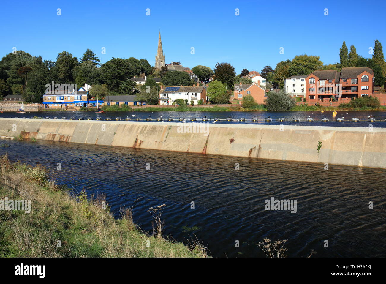 Exeter quay, flood prevention channel, Devon, England,UK Stock Photo ...