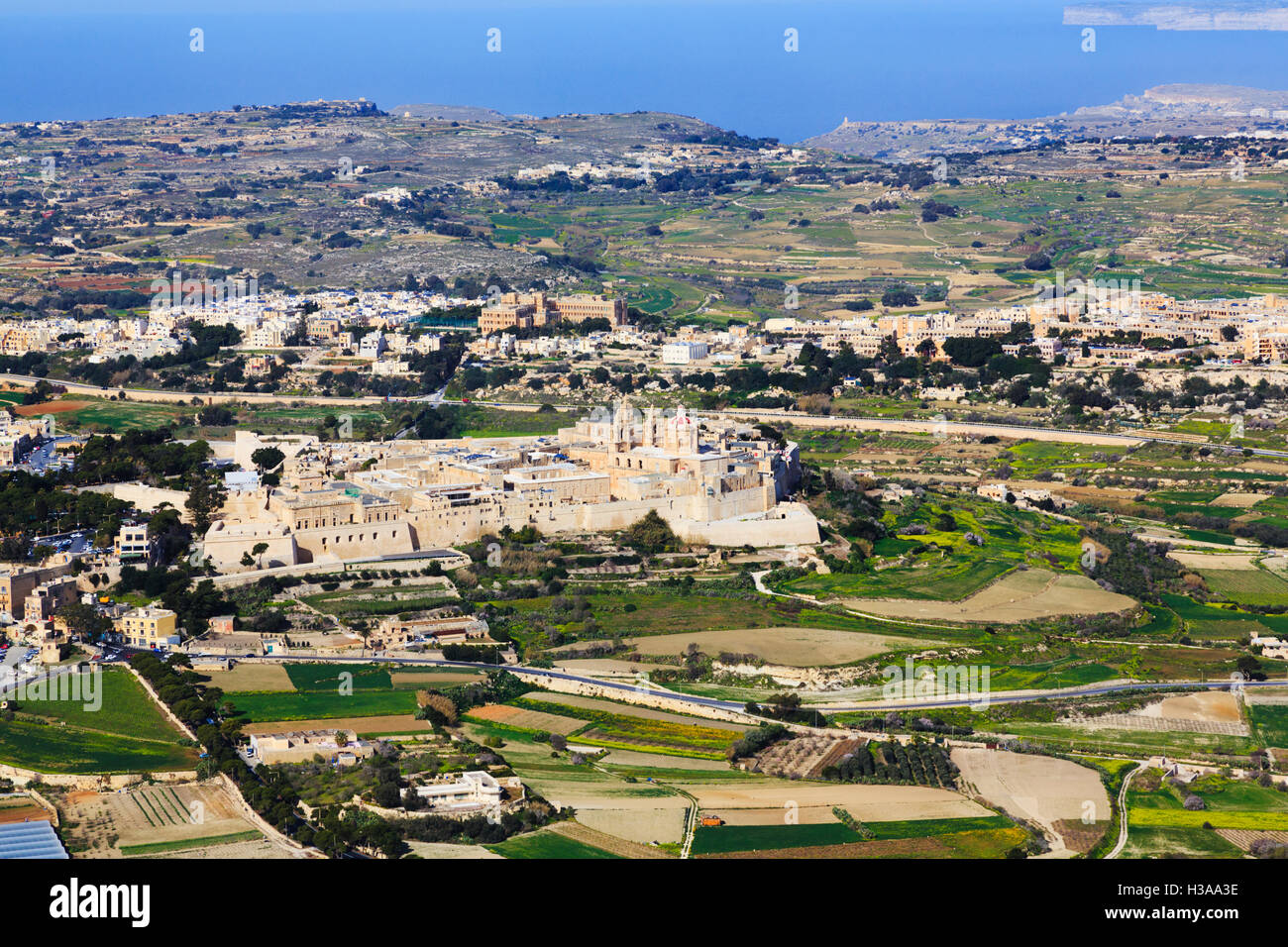 Aerial view over Mdina, Malta Stock Photo - Alamy