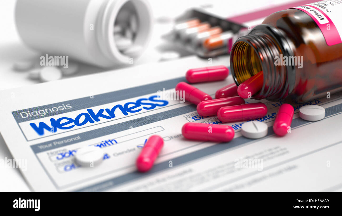 Weakness - Text in Medical History. 3D Render Stock Photo - Alamy