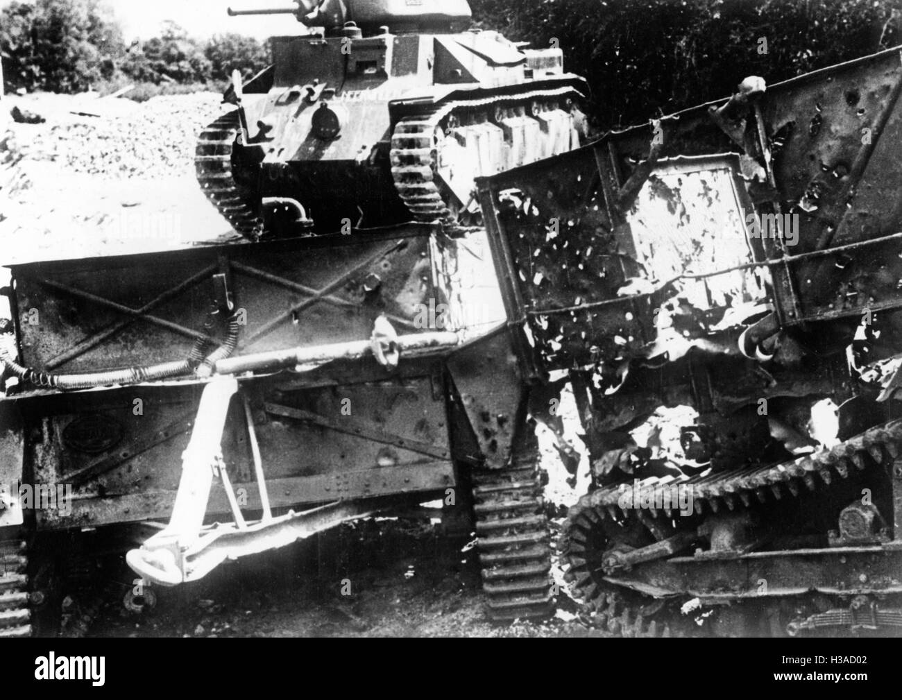 Destroyed french tank wwii hi-res stock photography and images - Alamy