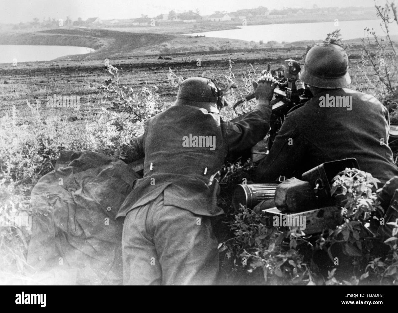 German machine gun position on the Eastern Front, 1941 Stock Photo - Alamy