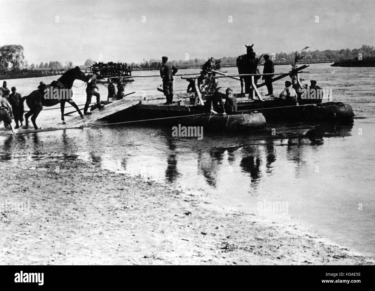 German troops cross a border river on the Eastern Front, 1941 Stock ...