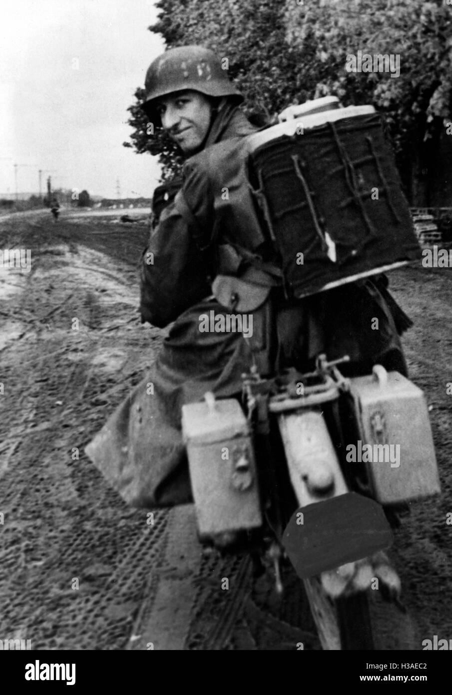 German dispatch rider on the Eastern Front, 1944 Stock Photo - Alamy