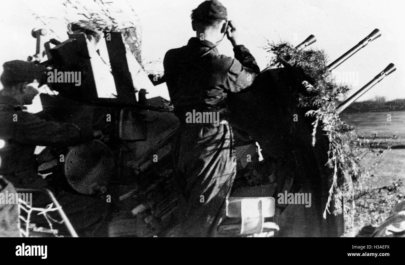 German anti-aircraft position in the Memel bridgehead, 1944 Stock Photo ...