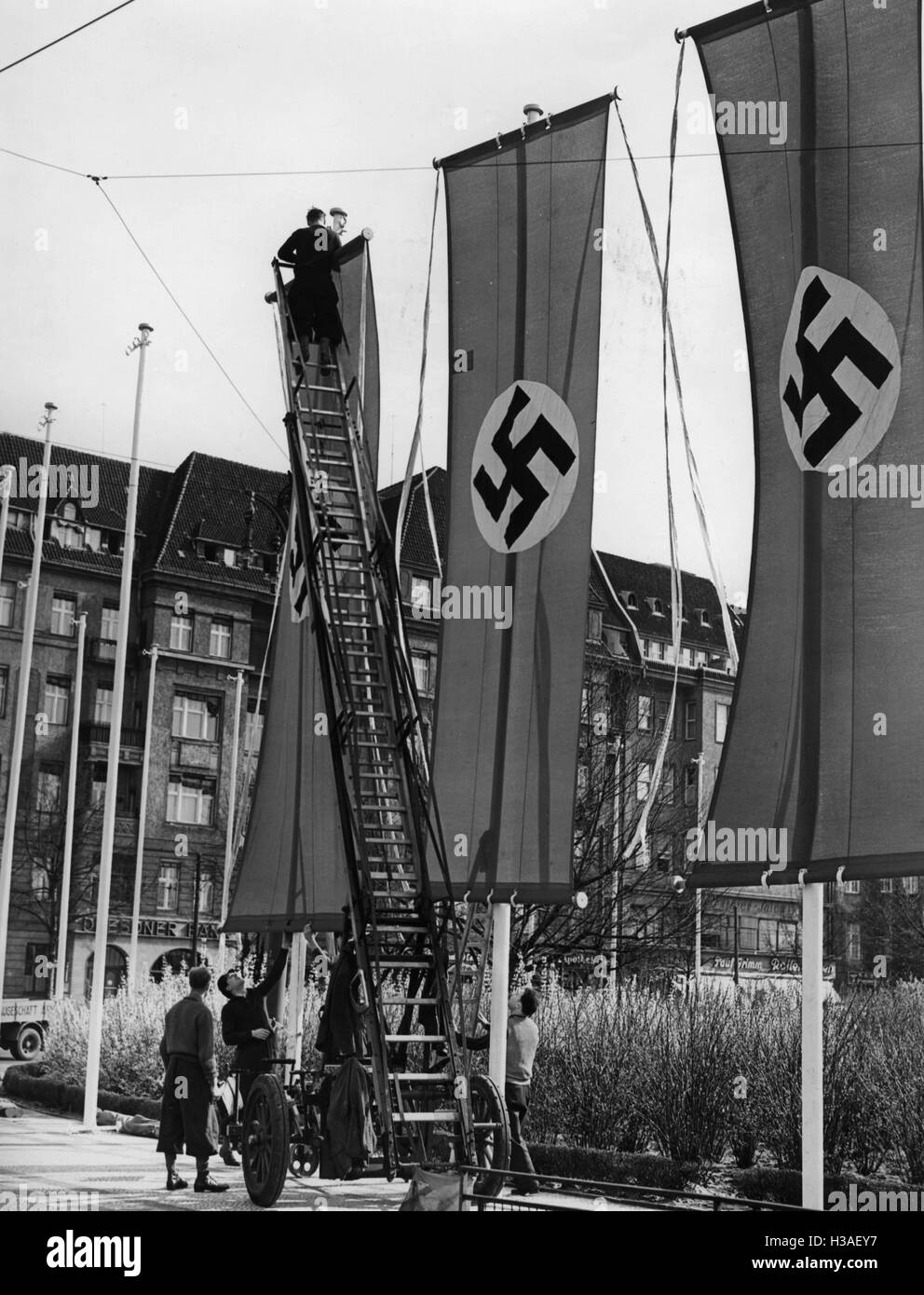 Adolf hitler with nazi swastika flag hi-res stock photography and ...