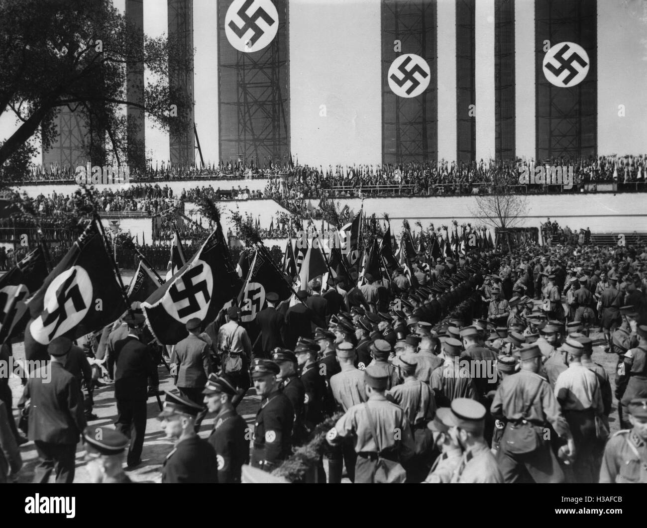 Field with flag Black and White Stock Photos & Images - Alamy