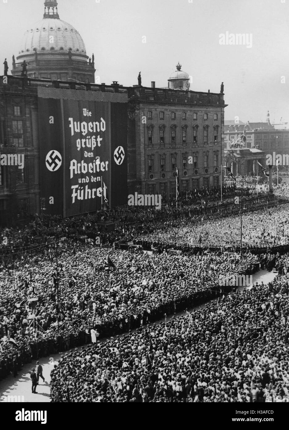 May 1st rally Black and White Stock Photos & Images - Alamy
