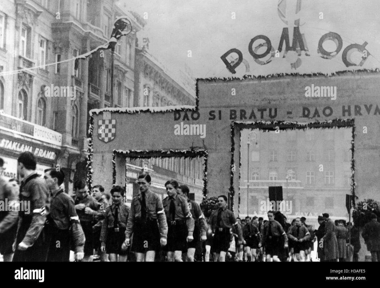 Winter gathering of the Hitler Youth in Croatia, 1942 Stock Photo - Alamy
