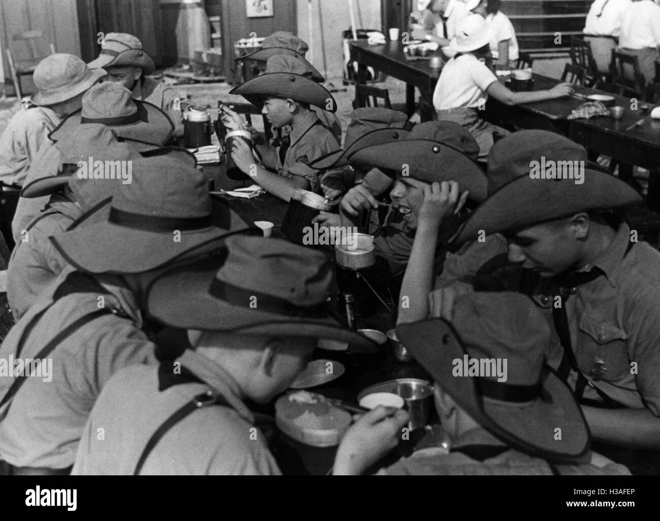HJ group during lunch at Lake Biwa in Japan, 1939 Stock Photo - Alamy