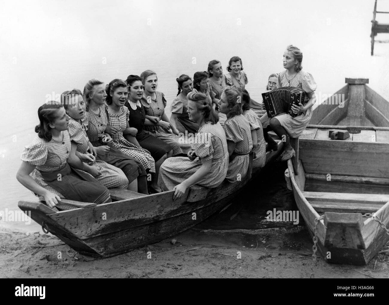 BDM girls on a boat trip, 1941 Stock Photo - Alamy