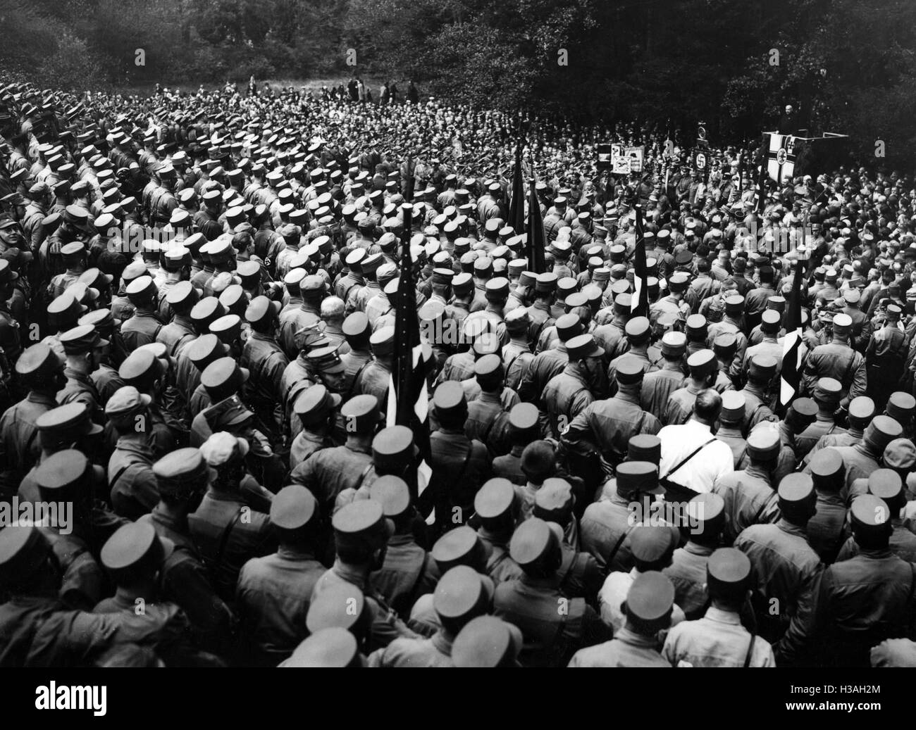 SA members at a camp service of the Harzburg Front, 1931 Stock Photo ...