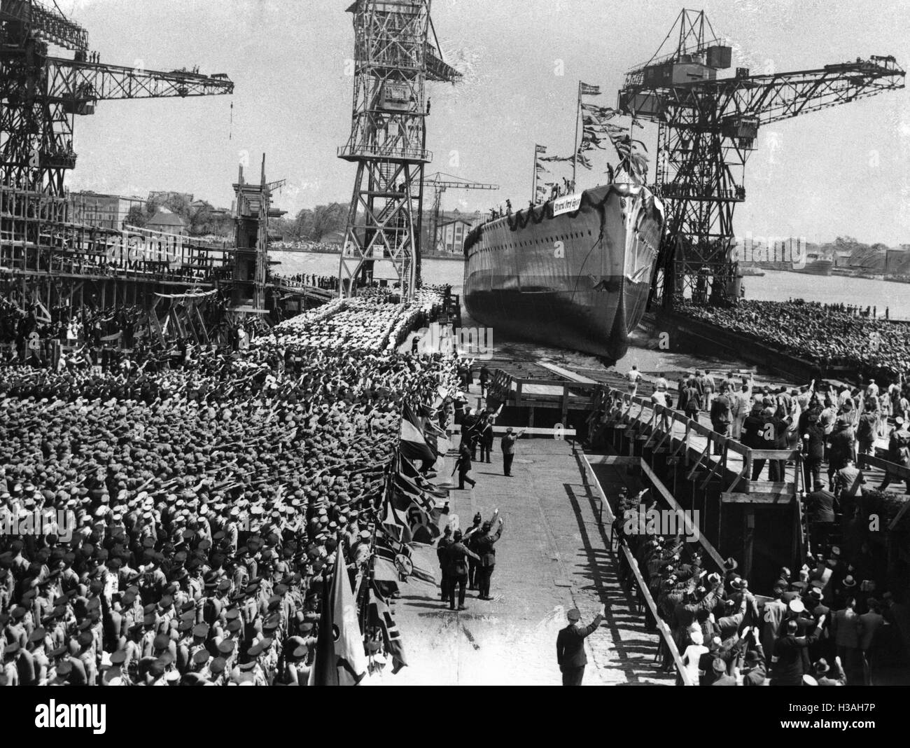 "Launching of the battleship ""Admiral Graf Spee"", 1934 Stock Photo ...