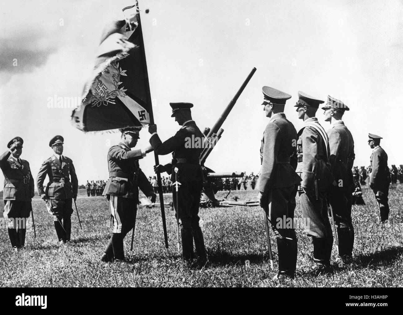 Handover of flags to Luftwaffe units in East Prussia, 1936 Stock Photo ...