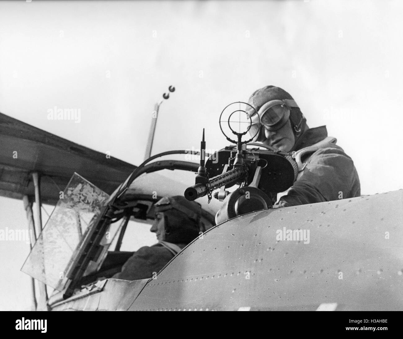 An observer and the pilot of an Hs 126 during an exercise in 1939 Stock ...