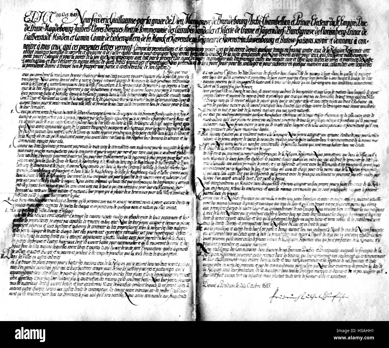 The Edict of Potsdam, 1685 Stock Photo - Alamy