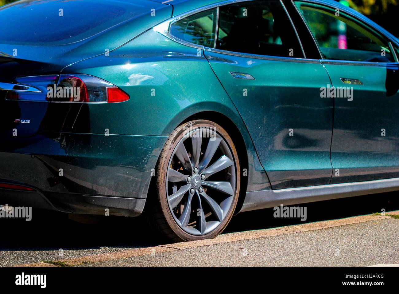 The electric self driving car Tesla s model in europe, driverless car ...