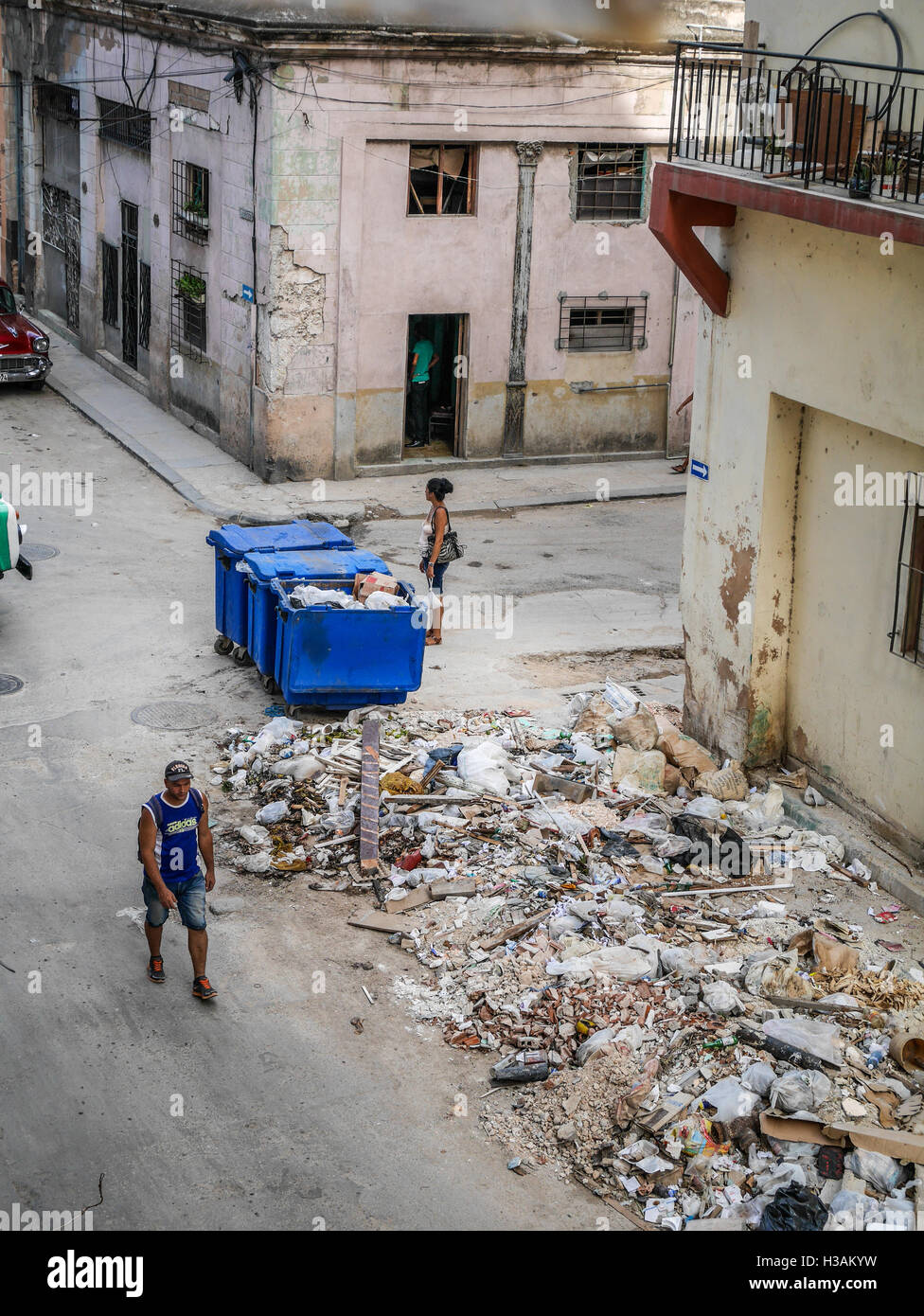Havana Cuba, street life in abandoned area that needs reconstruction ...