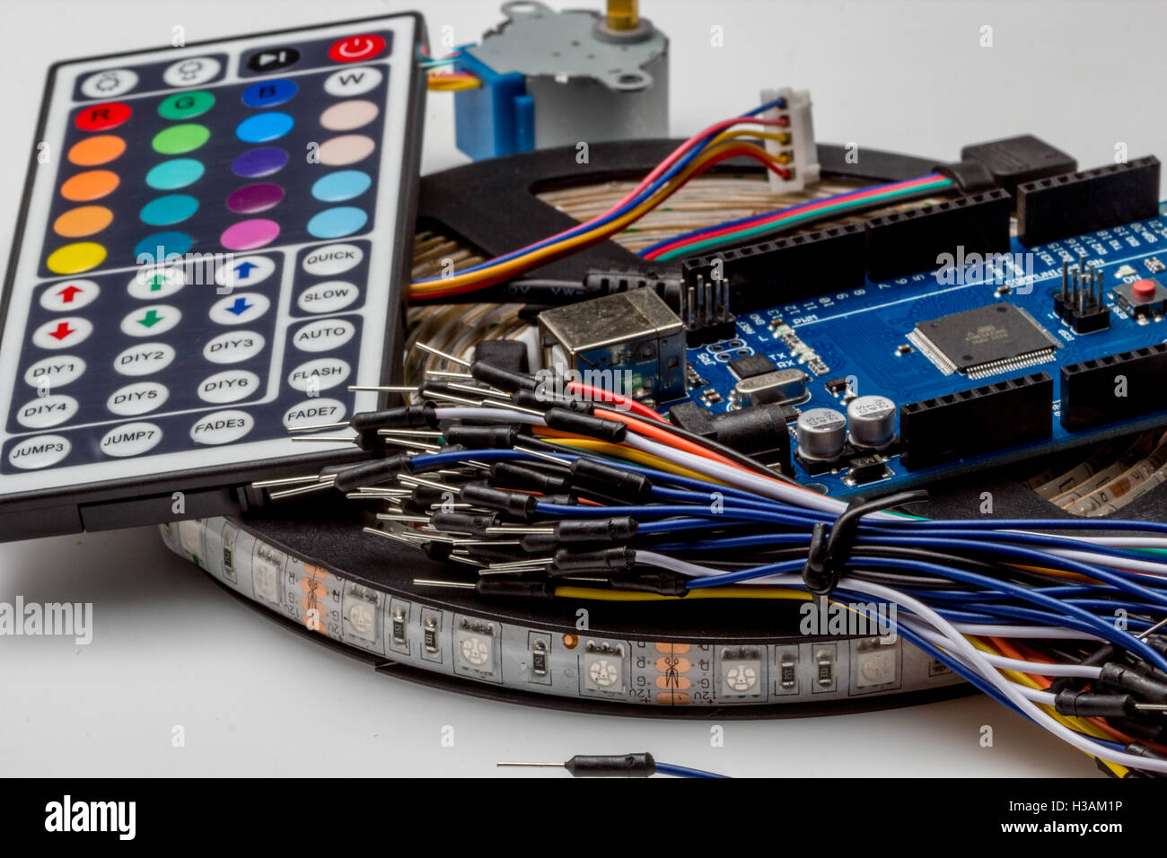 Bunch of colorful electronic devices Stock Photo - Alamy