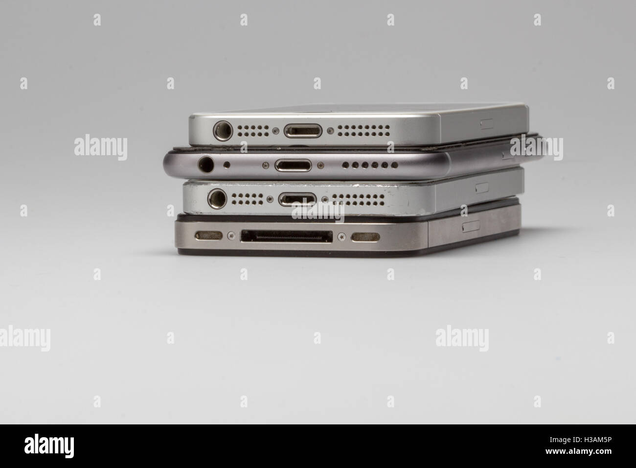 Smartphones are stacked on each other, latest technologies in western ...