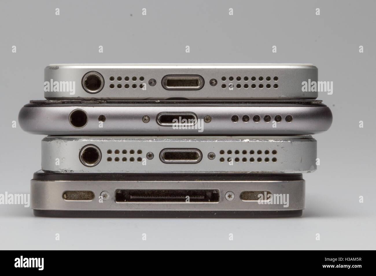 Evolution of apple smart phones Stock Photo - Alamy