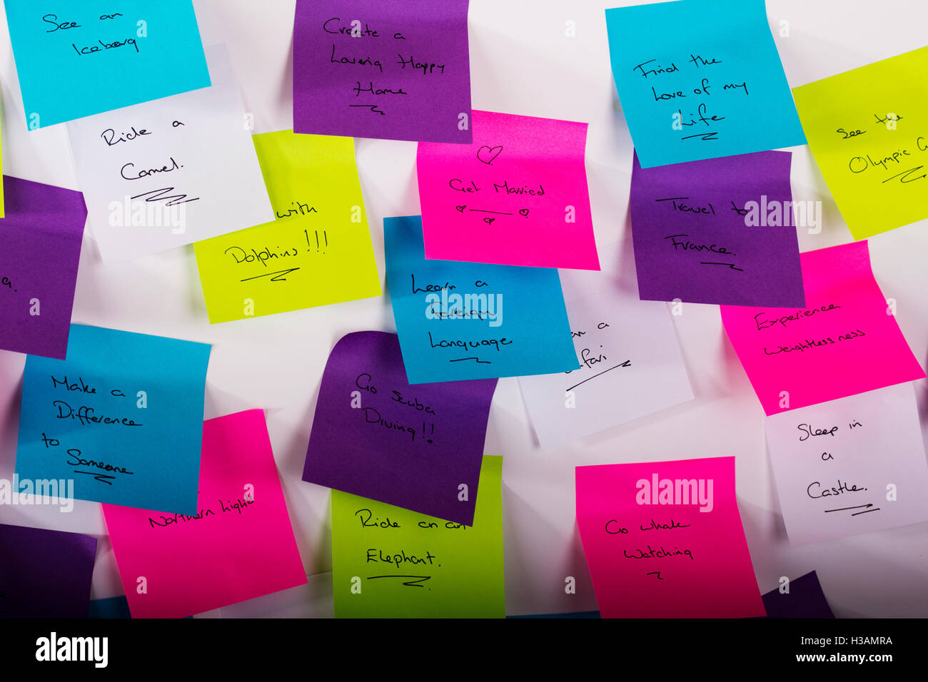 Colourful sticky notes with things to do Stock Photo - Alamy