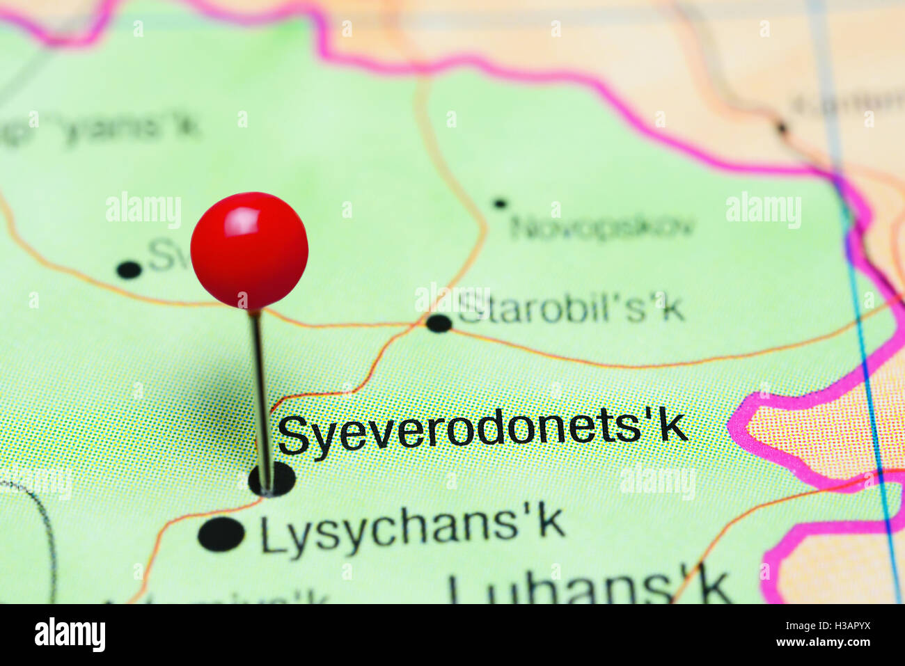 Syeverodonetsk pinned on a map of Ukraine Stock Photo - Alamy