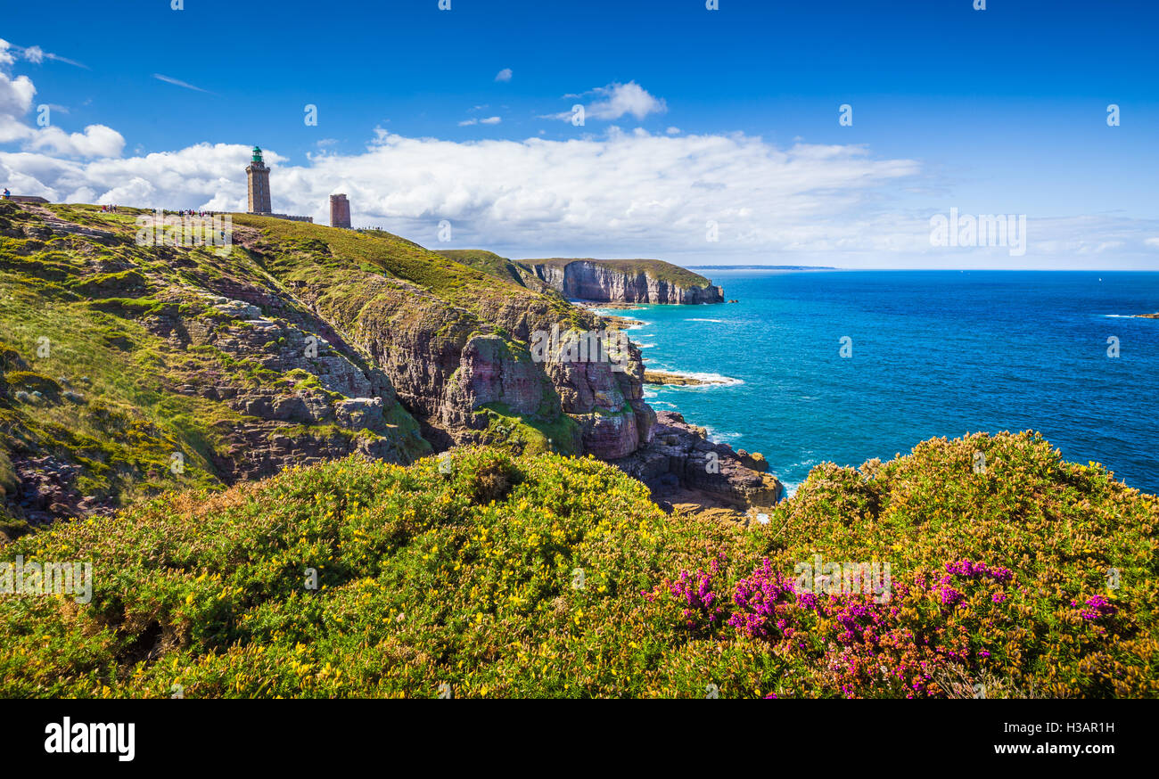 Panoramic view of scenic coastal landscape with traditional lighthouse ...