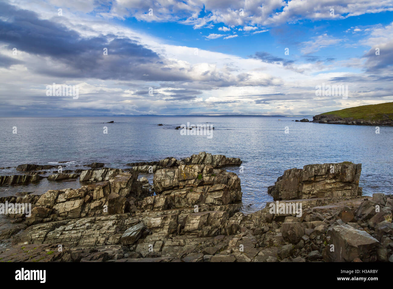 The rocky shoreline of Spaniard's Bay Point in Newfoundland and ...