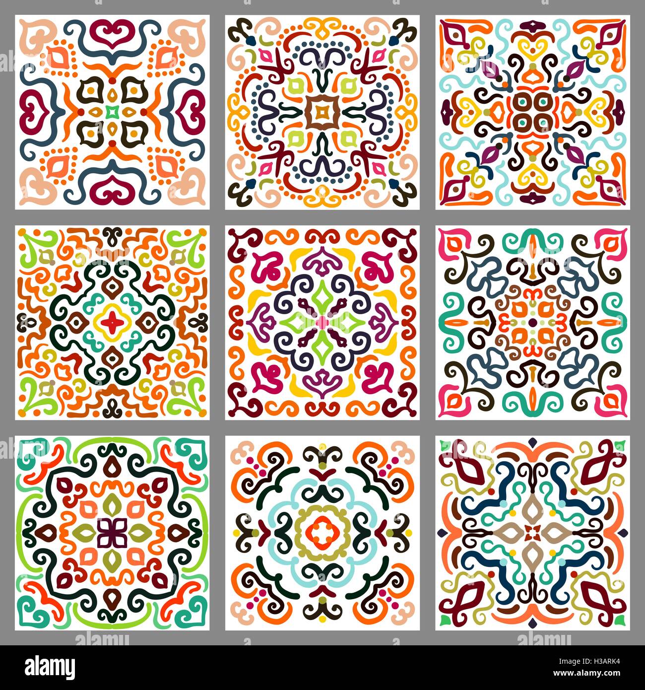 Square Decorative Tiles Set Stock Vector Image & Art - Alamy