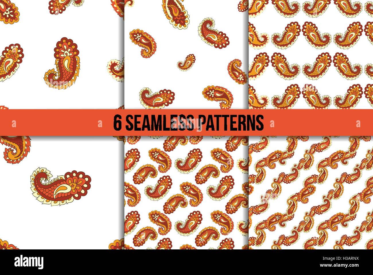 Seamless paisley pattern set Stock Vector Image & Art - Alamy
