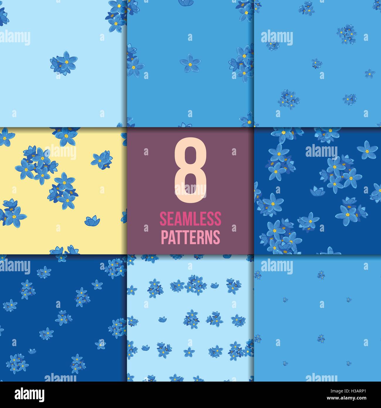 Seamless forget-me-not pattern set Stock Vector Image & Art - Alamy
