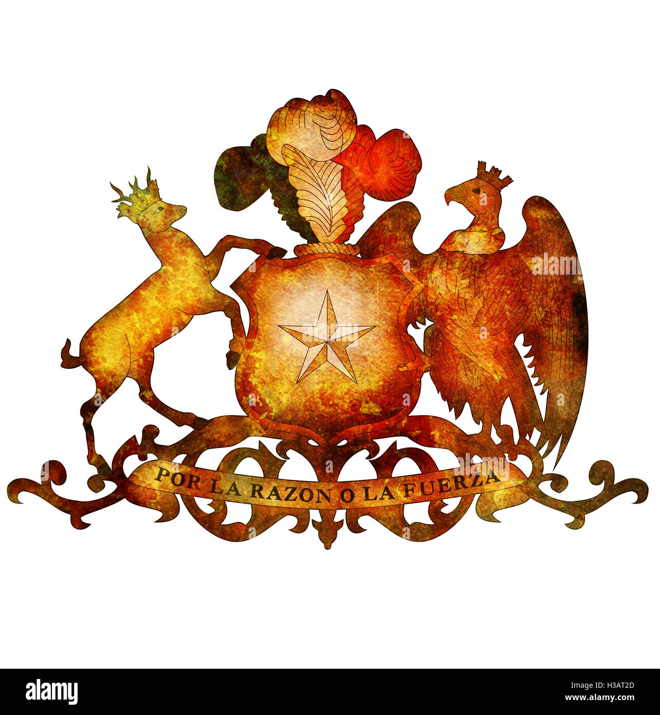 old isolated over white coat of arms of chile Stock Photo - Alamy