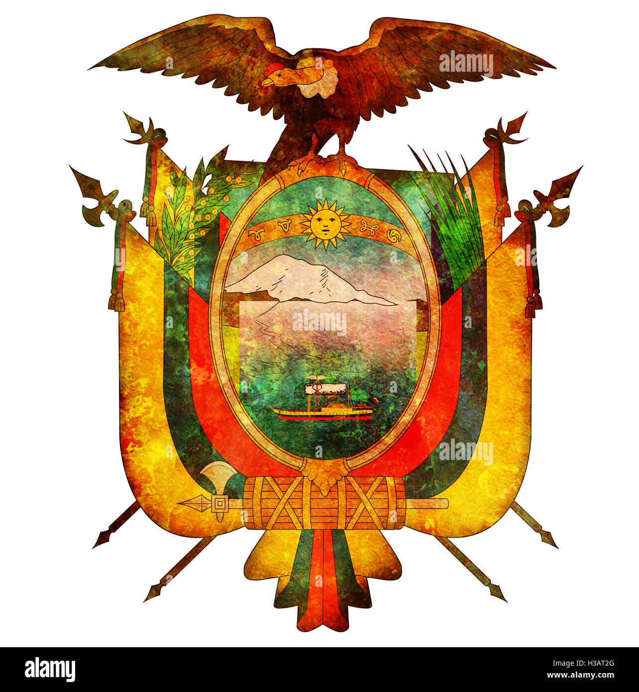 old isolated over white coat of arms of ecuador Stock Photo - Alamy