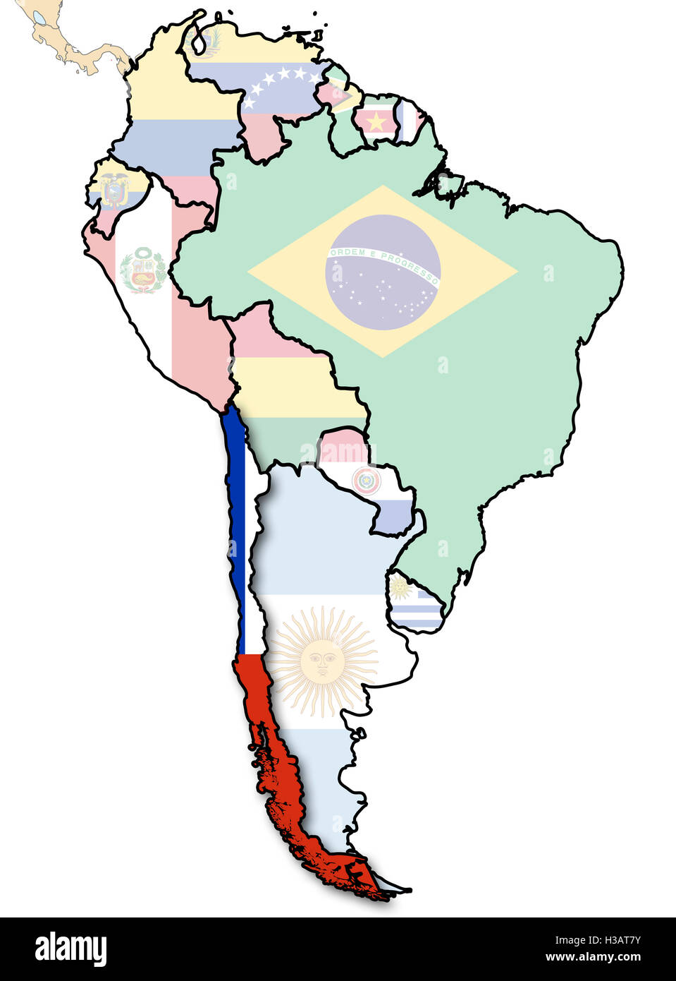 national flag of chile in country territory with other countries flags ...