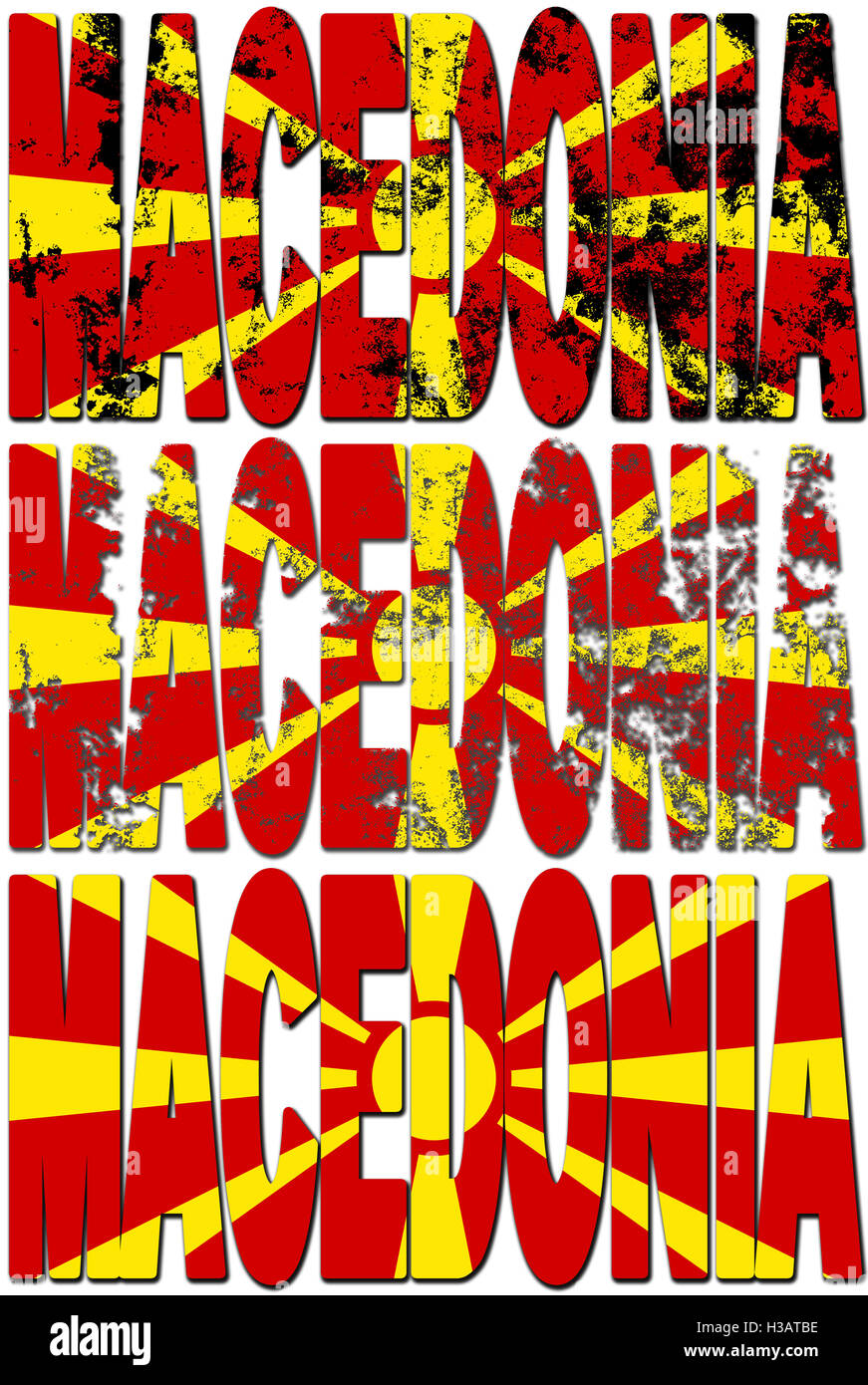 some very old grunge flag of macedonia made of name of country Stock ...