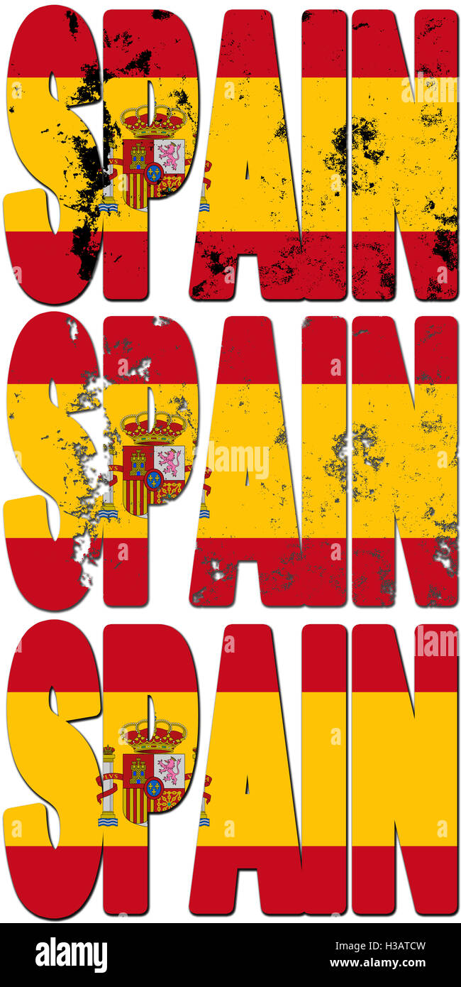 some very old grunge flag of spain made of name of country Stock Photo ...