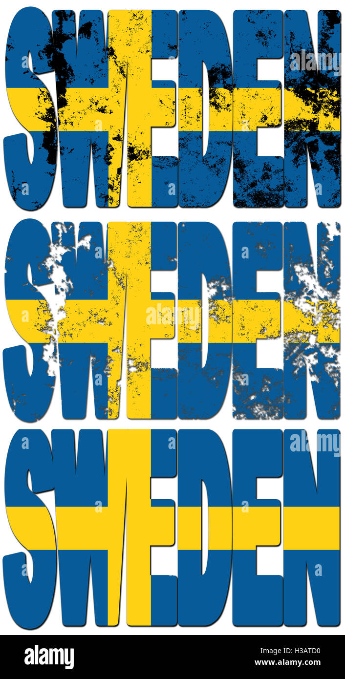 some very old grunge flag of sweden made of name of country Stock Photo ...