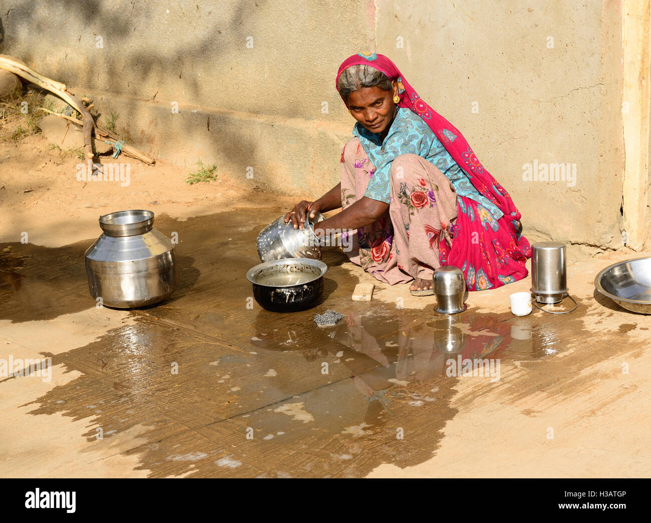 BHUJ, RAN OF KUCH, INDIA - JANUARY 13: The tribal woman in the village ...