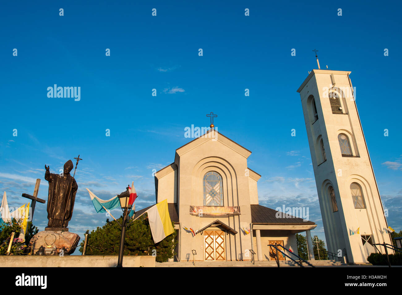 Contemporary Roman Catholic church building in Pultusk, a historical ...
