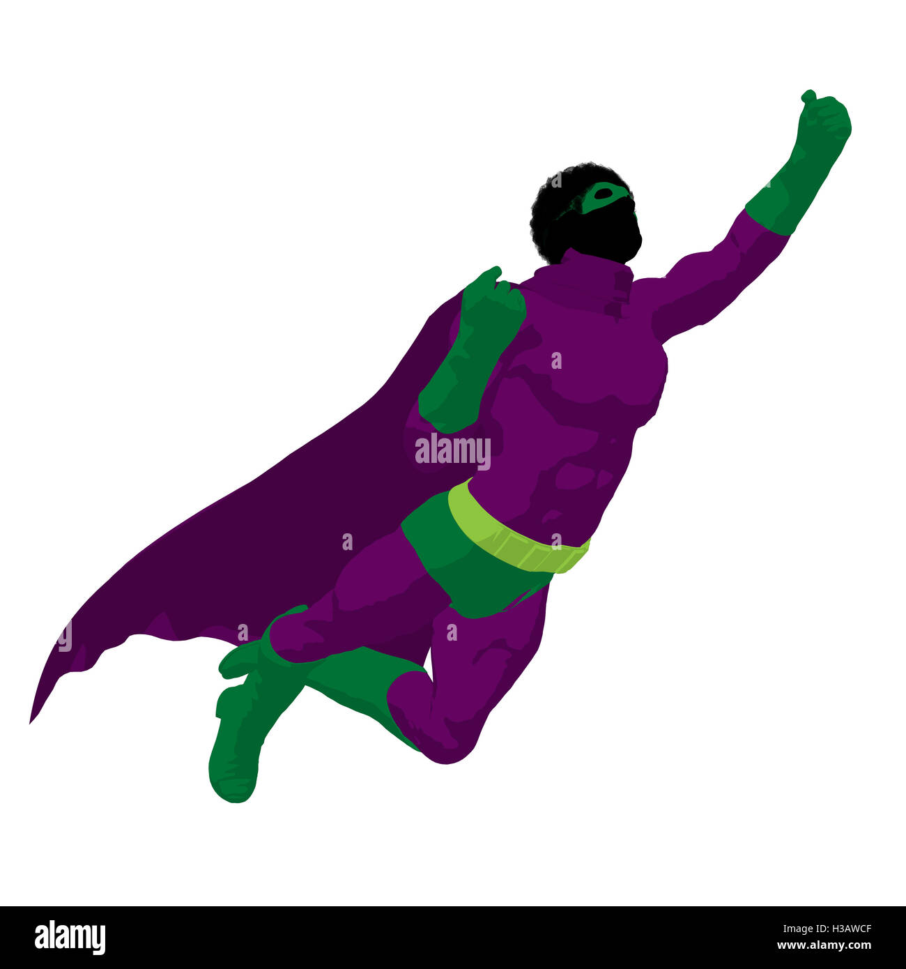 African American Super Hero Illustration Silhouette Stock Photo - Alamy
