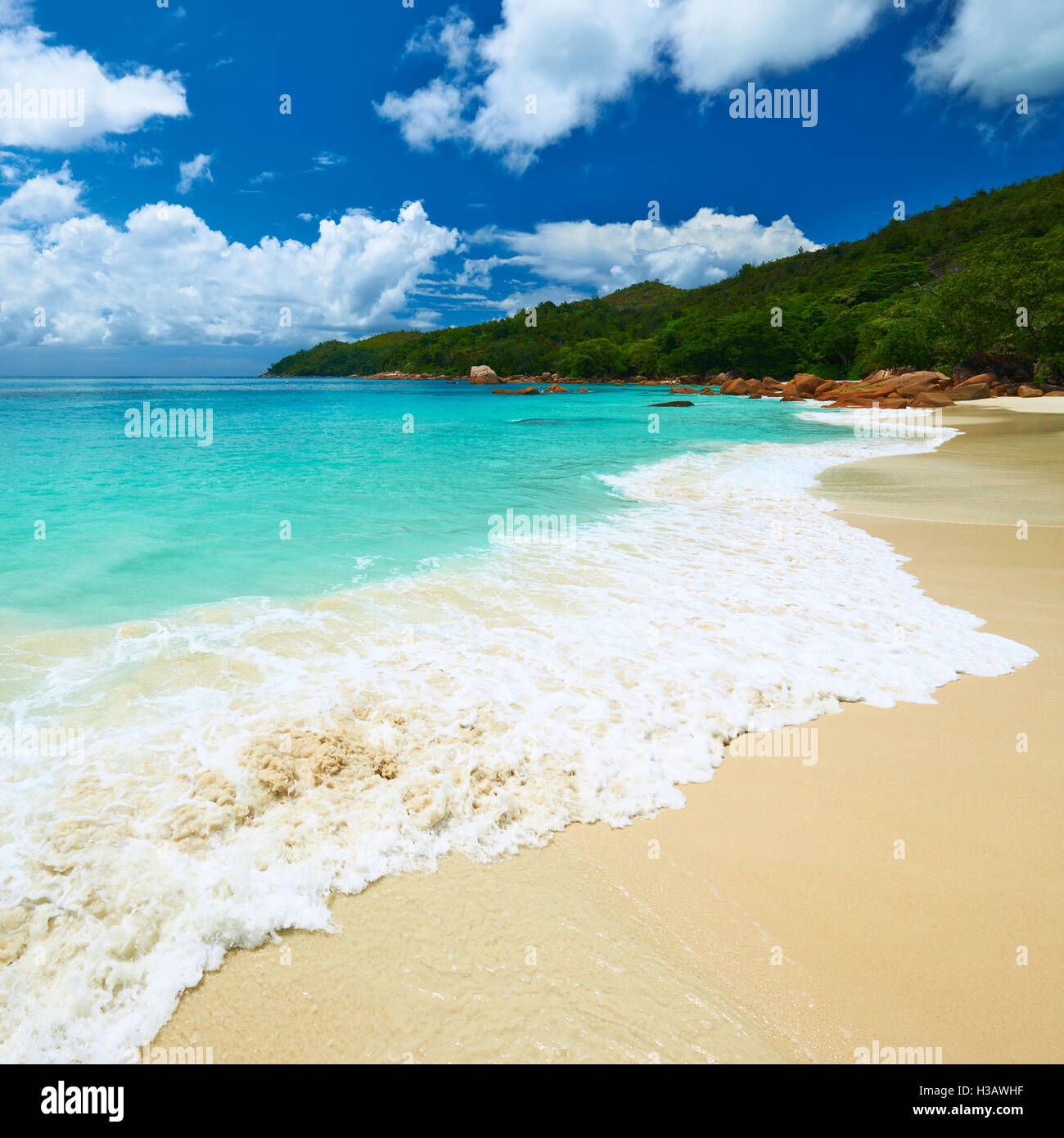 Beautiful beach at Seychelles Stock Photo - Alamy